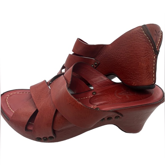 Frye | Shoes | Frye Thomasville Burnt Red Leather Wedges | Poshmark